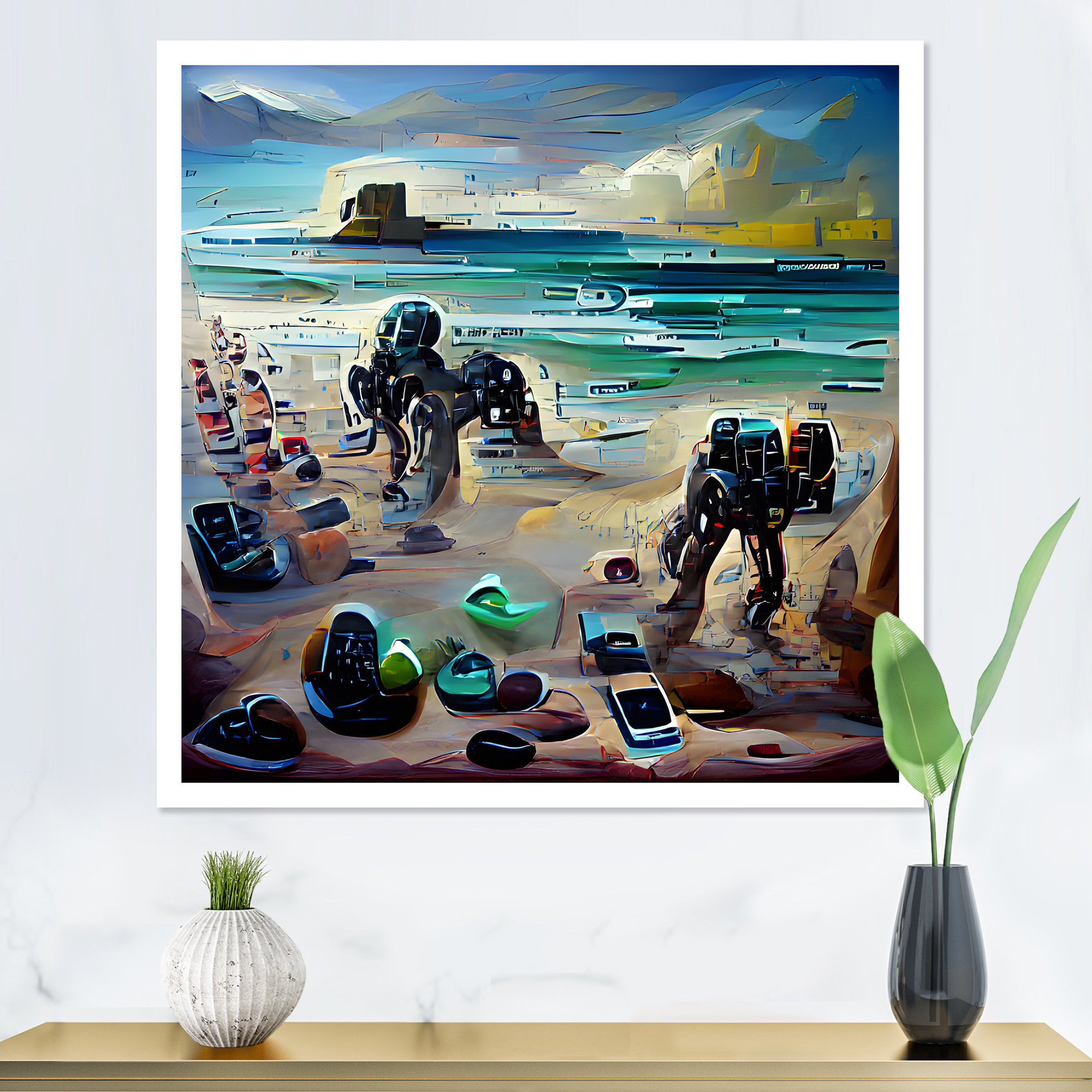 Highland Dunes Video Game Cyber Rock Beach - Industrial Canvas Wall Decor - Wayfair Canada